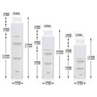 China Airless PET Plastic Bottle 15ml 30ml 50ml Transparent Round Shape for sale
