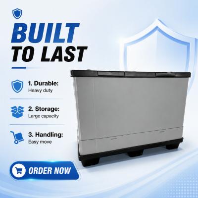 China Reusable Collapsible Pallet Box, Stackable Foldable Bulk Box, Dynamic Load 300kg Static Load 500kg, Custom Color Logo for sale