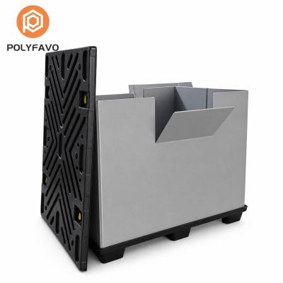 China Custom Design Collapsible Crate, Plastic Pallet Container Made to Drawing, Injection Blow Molded Lid and Base 10mm 12mm for sale