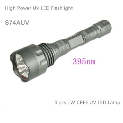 China 12W High Power 3 Cree Lamps 395NM Blacklight/Utra Violet UV Flashlight/Led Torches for sale