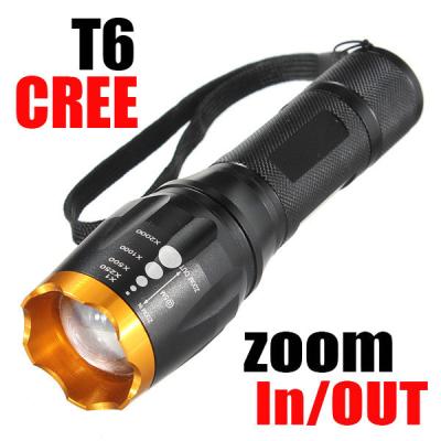China 2000Lumens CREE T6 Adjustable Zoom LED Flashlight with 5 Light Modes 18650 or 3XAAA Batteries Powered for sale