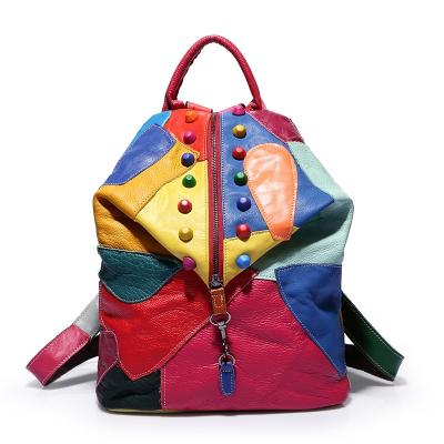 China Waterproof Ladies Backpack Latest Bags Womens Colorful Real Leather Backpack for sale