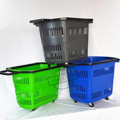 Cina Plastic PP Supermarket Basket With Wheels 10L - 45L Capacity in vendita