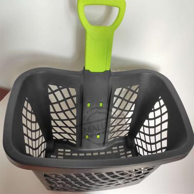 Cina cestini della spesa di plastica della maniglia telescopica del supermercato 43L con le ruote in vendita