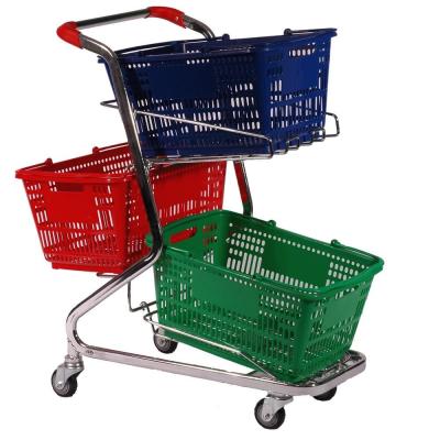 Китай 3 Baskets Supermarket Shopping Trolley For Grocery 100KG Loading продается