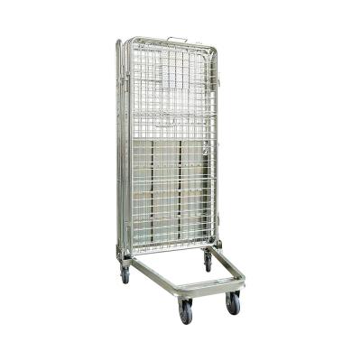 China Warehouse Transport Logistics Trolley Folding Nestable Roll Container Trolley for sale