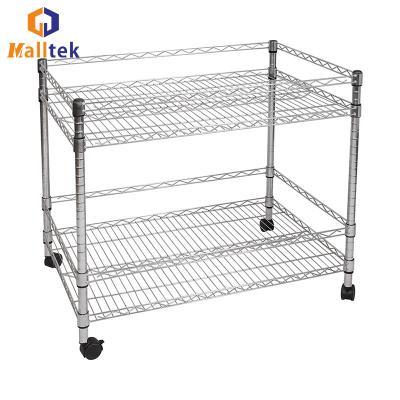 China Customized Chrome Plated 2 Layers Stainless Steel Wire Shelf Adjustable For Storage for sale