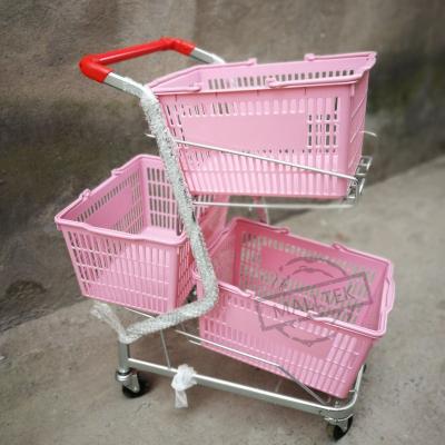 Cina Colorato di alta qualità tre cestini supermercato carrello per la spesa alimentare 100KG carico in vendita