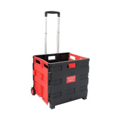 China Wholesale Plastic Rolling Folding Utility Supermarket Trolleys Grocery Foldable Shopping Cart With Wheels for sale