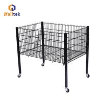 China Custom Promotion cage Capacity Stackable Wire Baskets With Wheels for sale