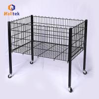 China Custom Promotion cage Capacity Stackable Wire Baskets With Wheels for sale