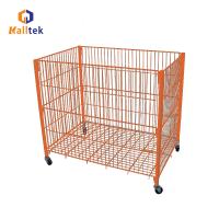 China Custom Promotion cage Capacity Stackable Wire Baskets With Wheels for sale