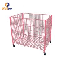 China Custom Promotion cage Capacity Stackable Wire Baskets With Wheels for sale