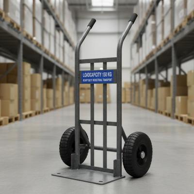 China Loadcapacity 150 Kg Hand Truck Trolley Power Coated Durable Heavy Duty Industrial Transport Cart for Warehouse and Logistics for sale