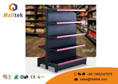 China Metal Multi Tier Single Sided Gondola Shelving Cold Rolled Steel Solid Structure for sale