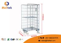 China Rolling Galvanized Three - Sided Wire Mesh Trolley Logistics Warehousing Storage for sale