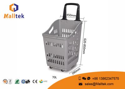 China Eco - Vriendschappelijk Grijs die Plastic het Winkelen Mand met Hoge Capaciteit Rolling Te koop