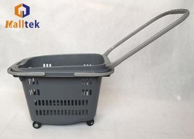 China Longlife Rolling Plastic Supermarket Basket , Shopping Basket Trolley With 4 Wheels for sale