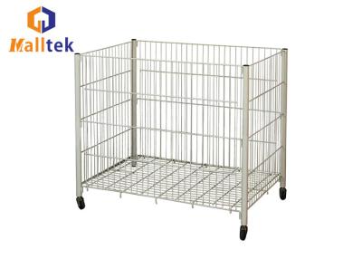China Supermarket Rolling 100kgs Wire Mesh Basket With Wheels for sale