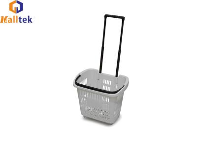 China Gereden de Kruidenierswinkelmand van 30L HDPP met Telescopisch Handvat Te koop