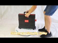 Hand Foldable Supermarket Trolley With Plastic PVC Wheel