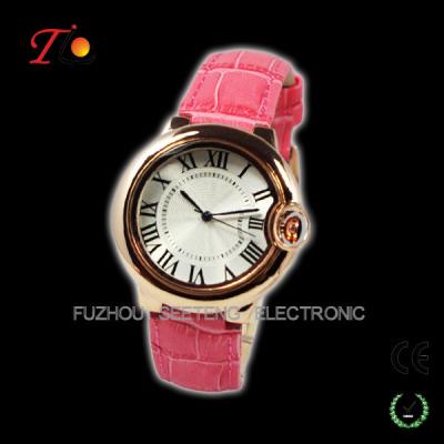 China colorful leather band and unique design golden case for ladies watch for sale