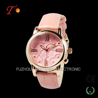 China Colorful leather band lady fashion gold watch with UAE style for promotion for sale
