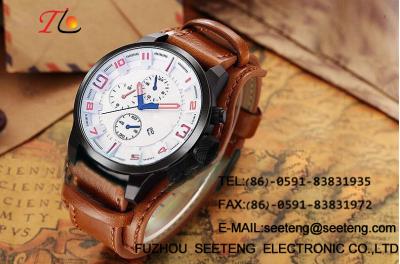 China Mature casual business style for men wrist watch with PU leather strap for sale