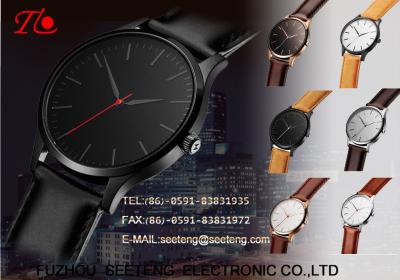 China High Quality Stainless Steel Quartz Wrist Watches business style PU leather band  for Men for sale