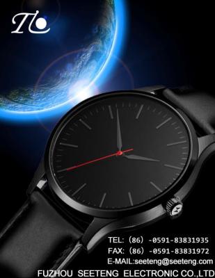 China High Quality Stainless Steel Quartz Wrist Watches business style PU leather band  for Men for sale