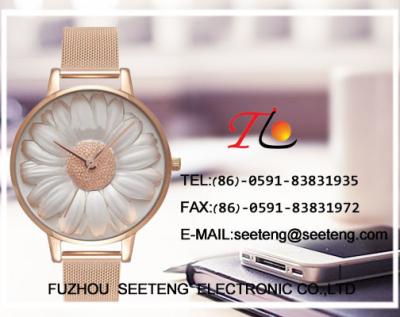 China flower design dial and colorful band for ladies watch with alloy band for sale