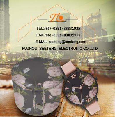 China flower watch with pu leather band fashion watch for ladies with a pu flower design box for sale
