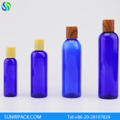 China 120ml blue cosmo round plastic bottle, 4oz blue cosmo round pet bottle, 2oz cosmo bottle for sale