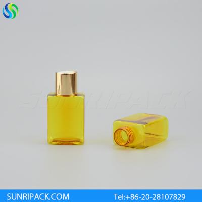 China 40ml yellow square plastic bottle with golden disc top for sale