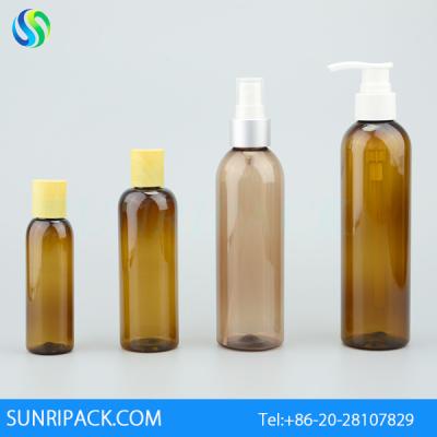 China 2oz, 3oz,4oz,8oz amber cosmo round plastic bottles,Empty PET Shampoo Bottle for sale