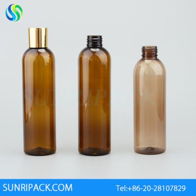 China 200ml amber cosmo round plastic bottle, 240ml amber cosmo round PET bottles for sale