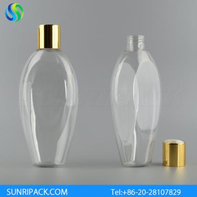 China 240ml oval plastic bottles w/golden disc top,Shampoo Bottle,empty PET bottle for sale