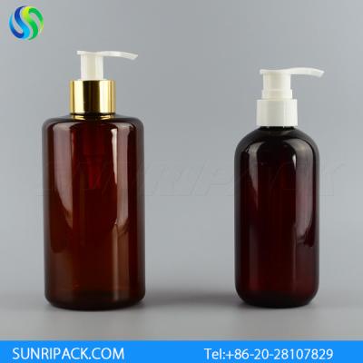 China 250ml and 500ml amber PET bottles, transparent PET bottle for cosmetic packaging for sale