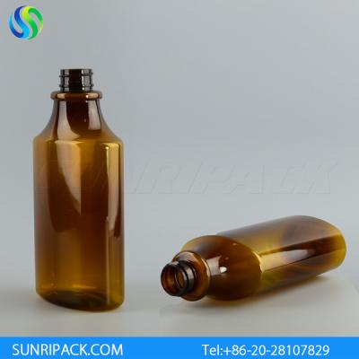 China 500ml amber PET plastic bottle liquid, shampoo, health care products container empty for sale