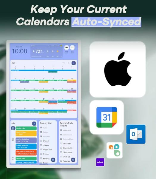 Quality Syncs With Google Calendar Digital Calendar With Adjustable Brightness And 12 for sale
