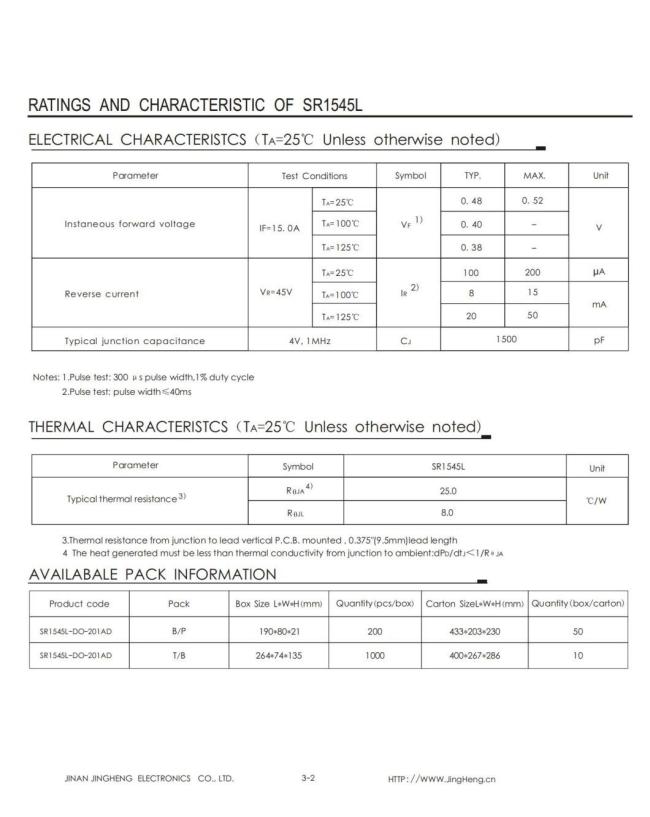 SR1045L/SR1060L/SR1080L/ SR15100L LOW VF SCHOTTKY DIODE WITH DO-201AD PACKAGE