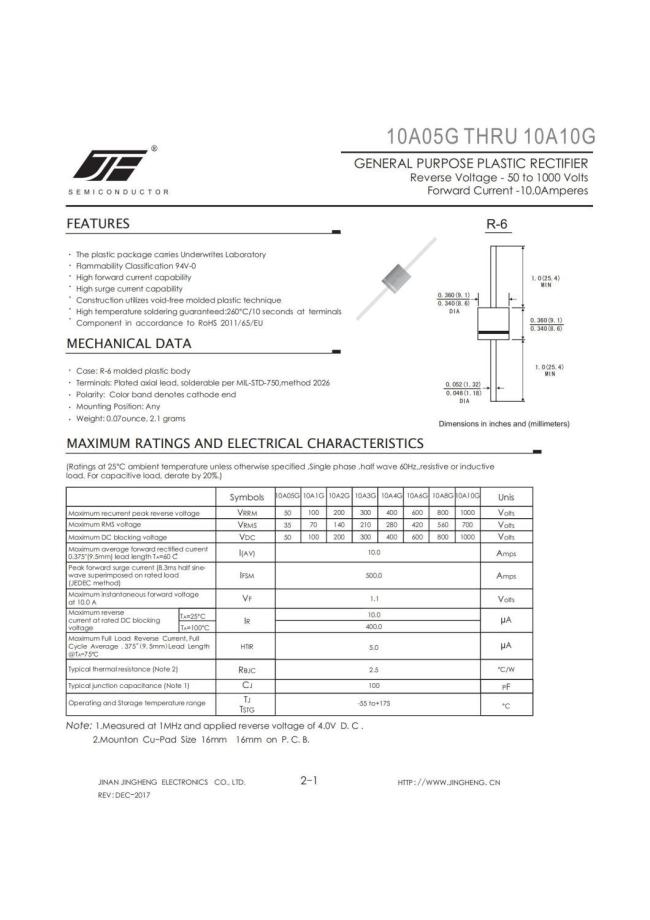 10A10G 10A/1000V Solar Bypass Diode Photovoltaic usd in PV Box with R-6 Package