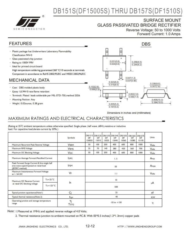 DB151S THRU DB157S SURFACE MOUNTGLASS PASSIVATED BRIDGE RECTIFIER