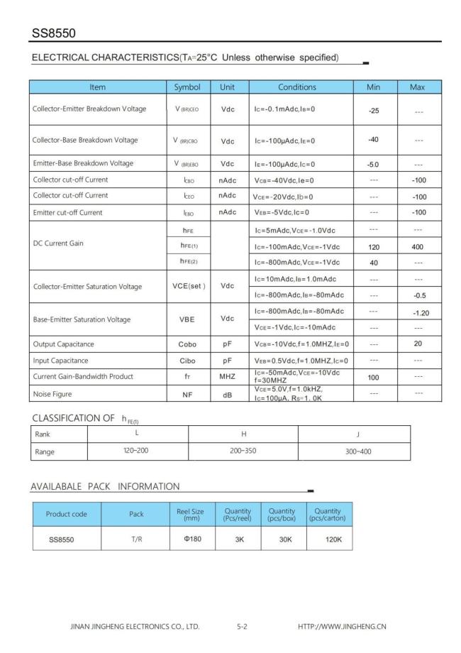 SS8550 PNP Plastic-Encapsulate Transistors WITH SOT-23 OUTLINE