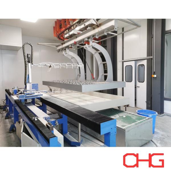 Quality PLC Control Liquid Spray Wet Painting Line With Conveyor System Equipment For for sale