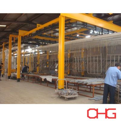 Cina Processo di funzionamento regolare L'apparecchiatura della linea di produzione di rivestimento in polvere con cabina di spruzzatura in PVC e sistema trasportatore in vendita