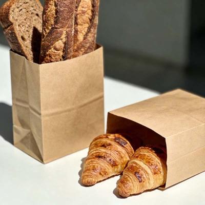 China Food Grade SOS Paper Bags Customizable Bakery Packaging Bags Brown / White for sale