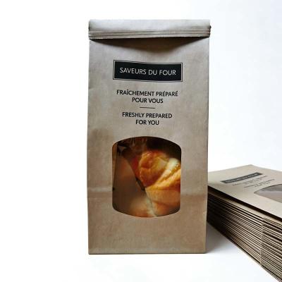 China Brown Kraft Paper Window Bags Recyclable Window Tin Tie Bags Customized for sale