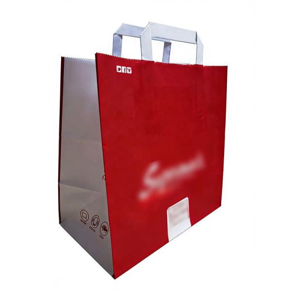 Quality Versatile Flat Handle Paper Bag Red Recycled Paper Shopping Bags Biodegradable for sale