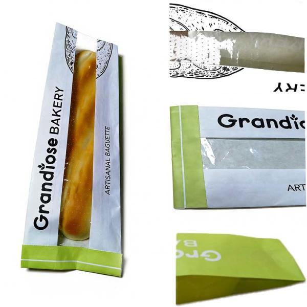 Quality Green Flat Bottom Paper Bag Micro Perforated Breathable Bread Bags Customized for sale